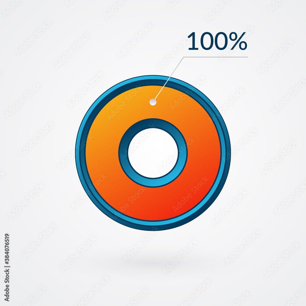 100 percent isolated chart. Percentage vector. Infographic blue and ...