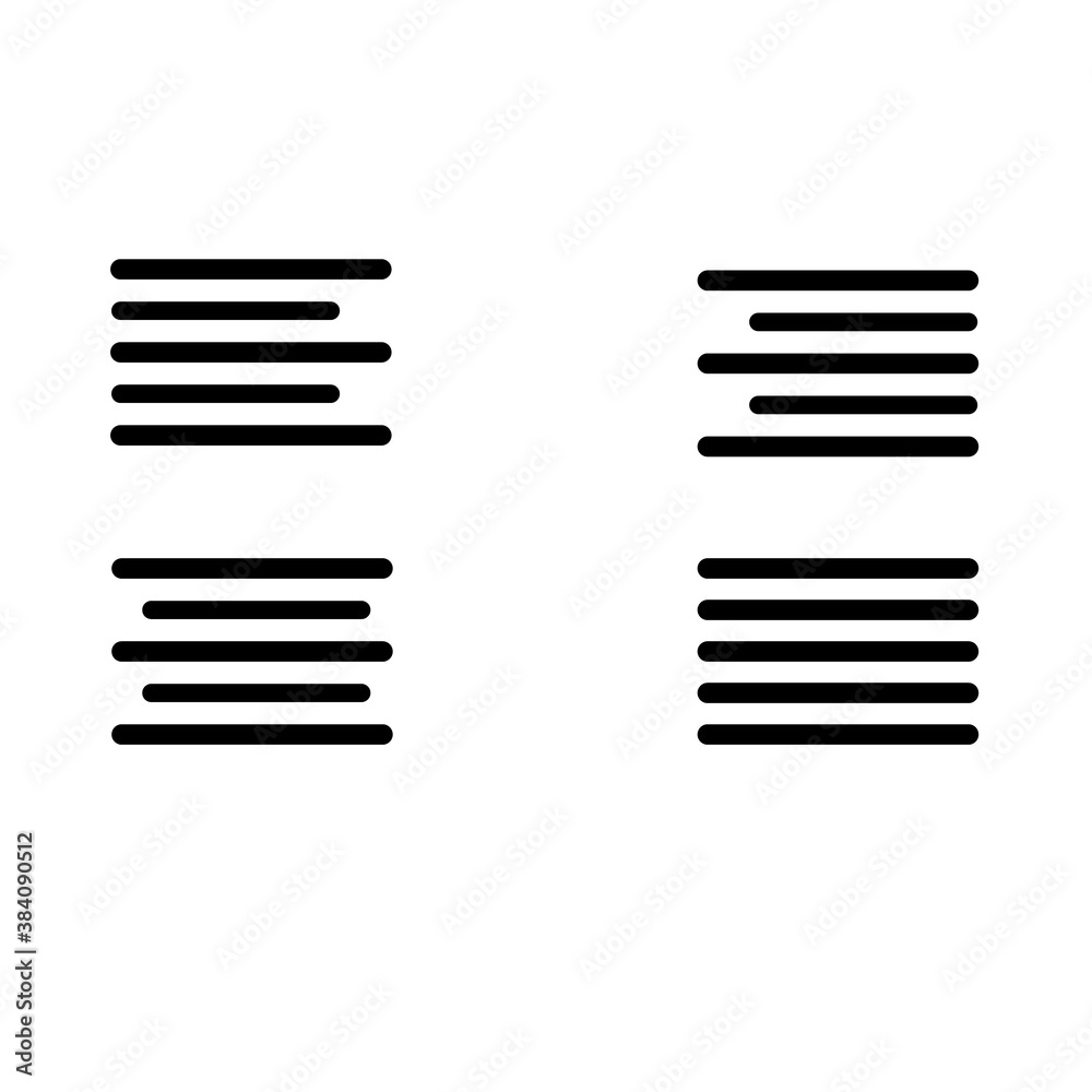 text alignment icon on white background. text align set with left ...