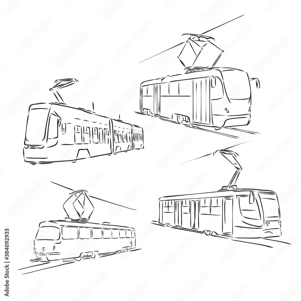 Isolated vector illustration of a tram. Public urban transportation ...