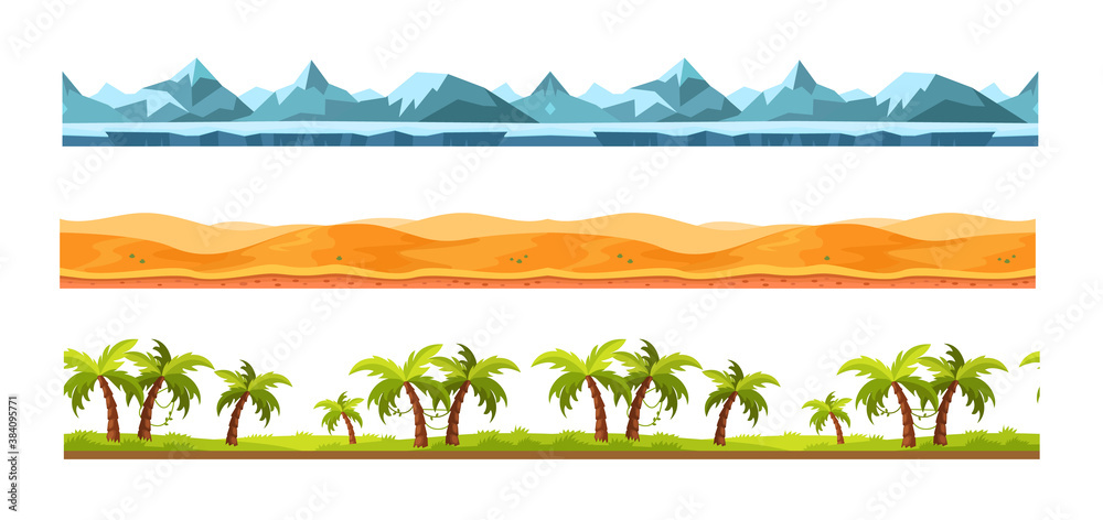 Landscape grounds seamless. Cartoon texture different ground, landscape ...