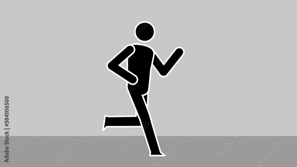 Vidéo Stock Cartoon Stick Figure Male Character Running Cycle Loop ...