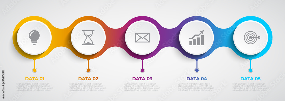 Vector Infographic thin line design with icons and 5 options or steps ...