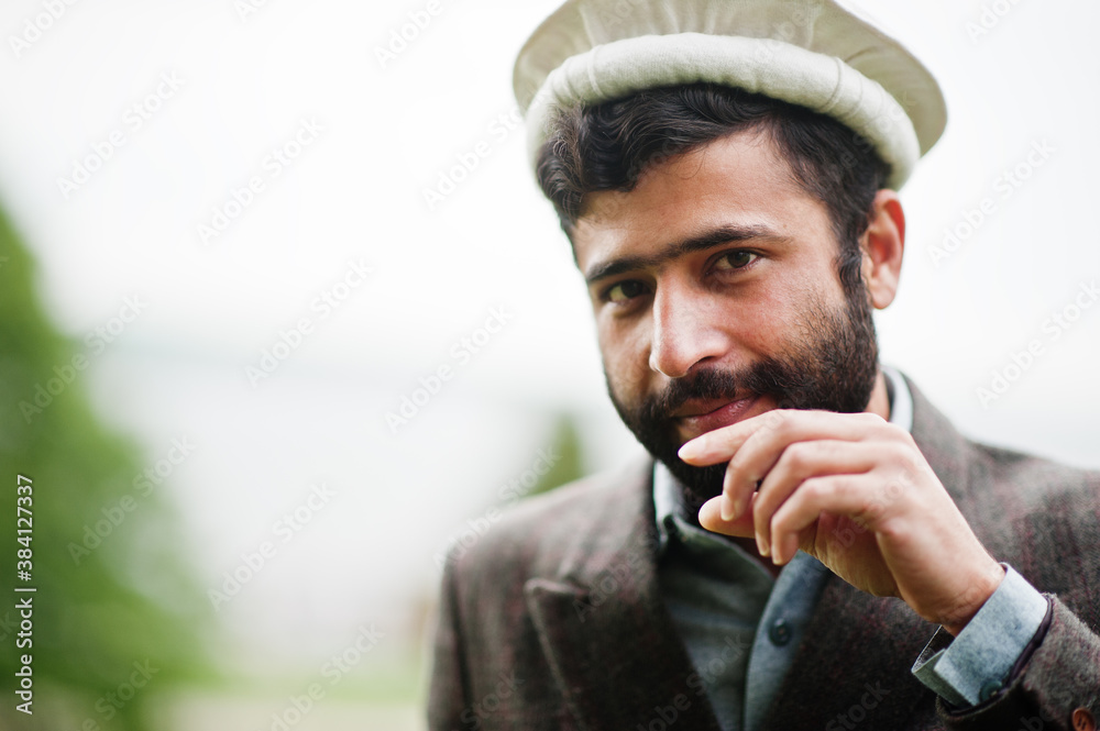 Beard afghanistan man wear pakol hat and jacket. Stock Photo | Adobe Stock