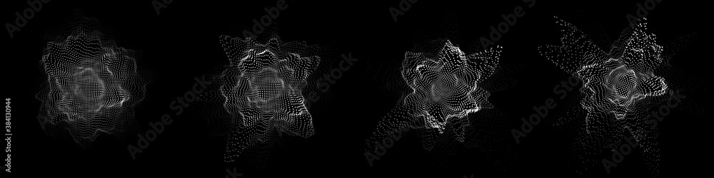 Set of spheres consisting of particles. Modern wireframe elements ...