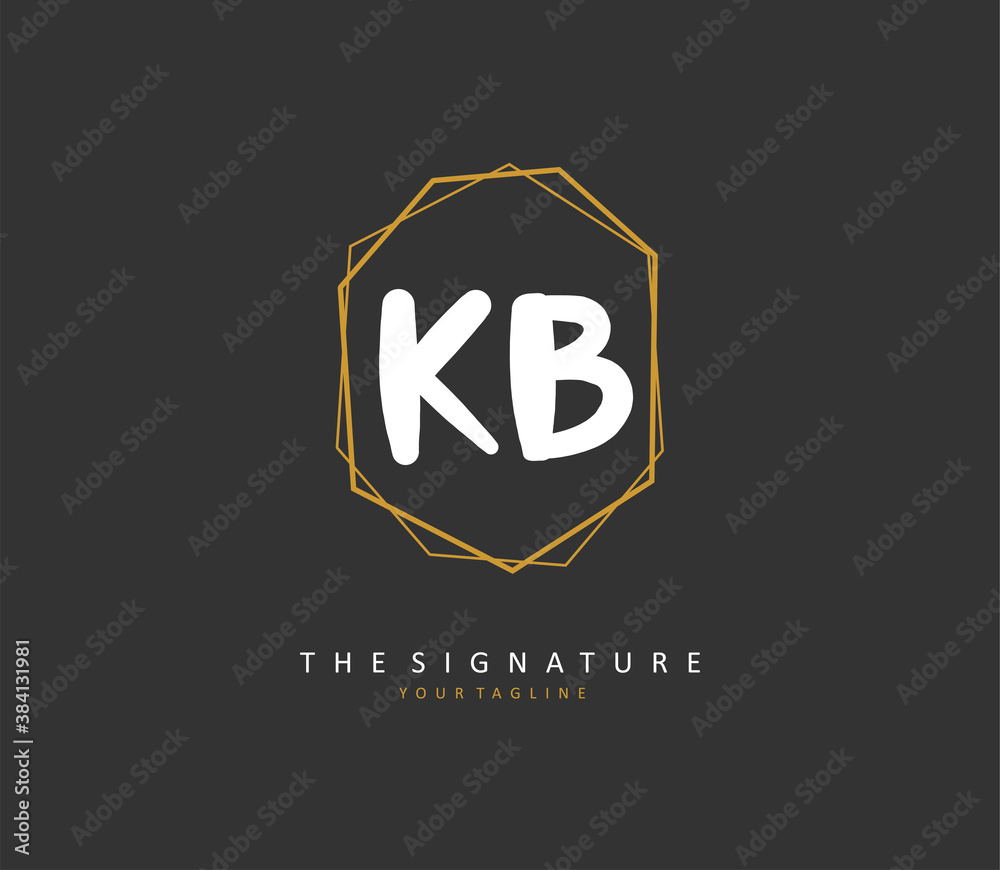 K B KB Initial letter handwriting and signature logo. A concept ...