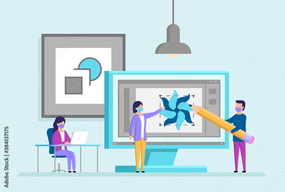 Creativity, Graphic Design Services Concept. Male And Female Characters ...