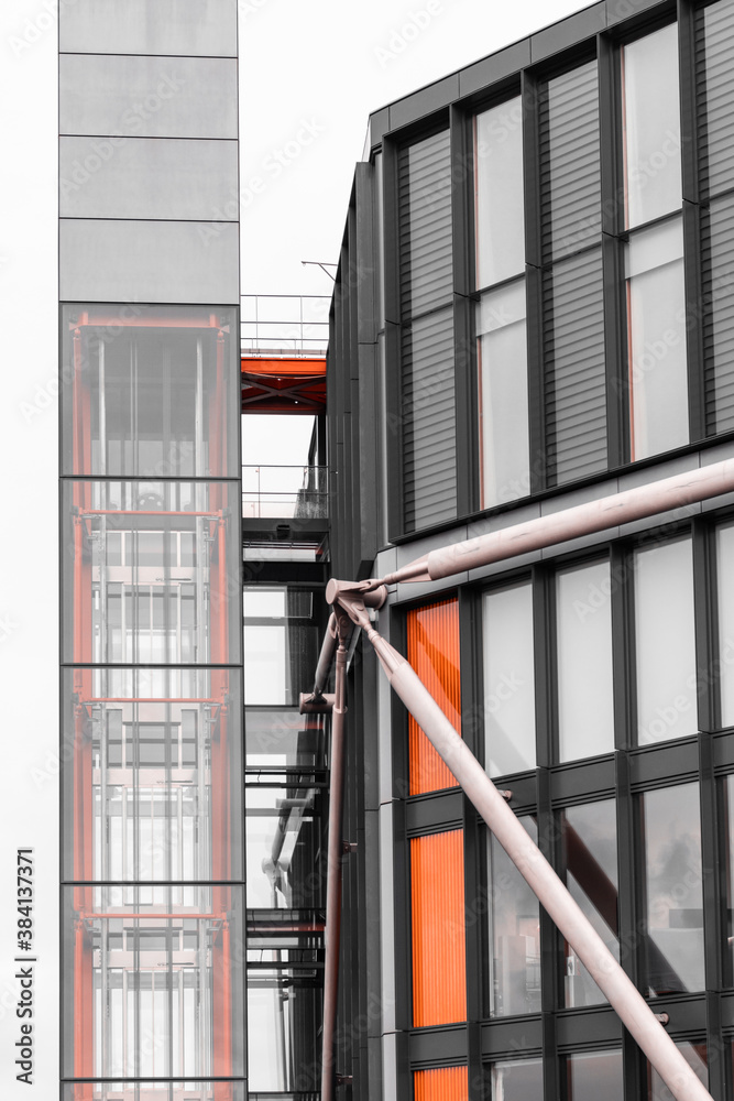 Modern and contemporary high tech architecture. Detail of structural ...