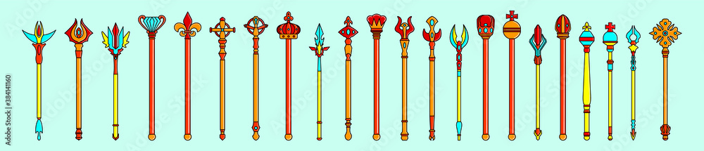 set of scepter. symbol of monarchy design template with various models ...