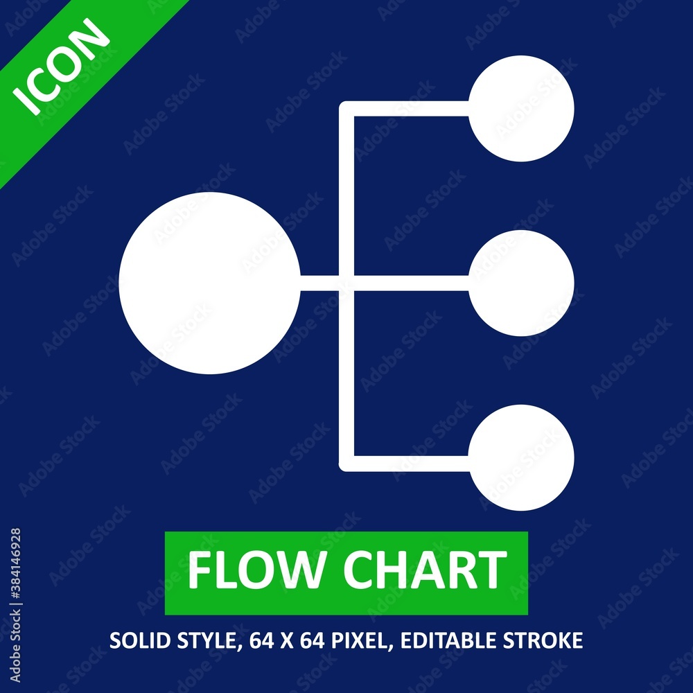 flow chart icon solid style on white background. chart and diagram ...