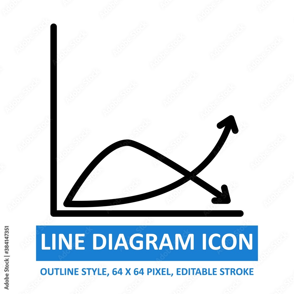 line diagram icon outline style on white background. chart and diagram ...