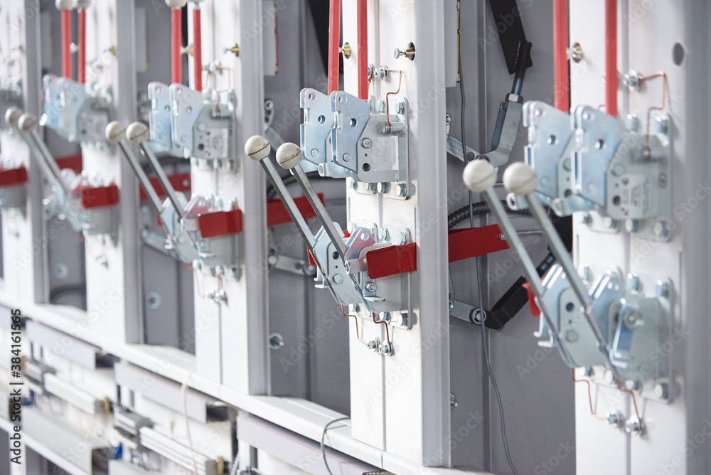 substation switches turning off and turning on electricity. Stock Photo ...
