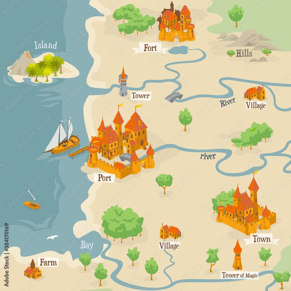 Map builder illustrations for fantasy and medieval cartography and ...