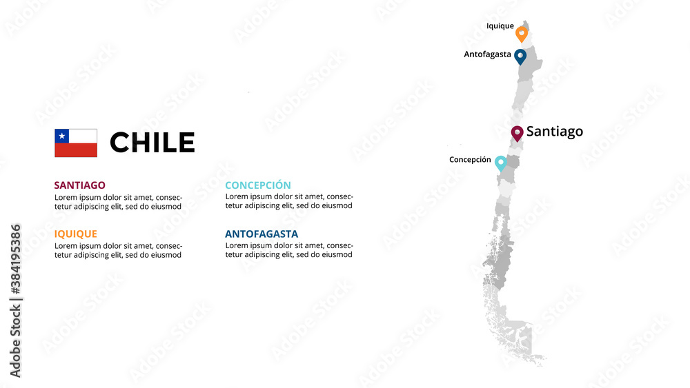 Chile vector map infographic template. Slide presentation. Global ...