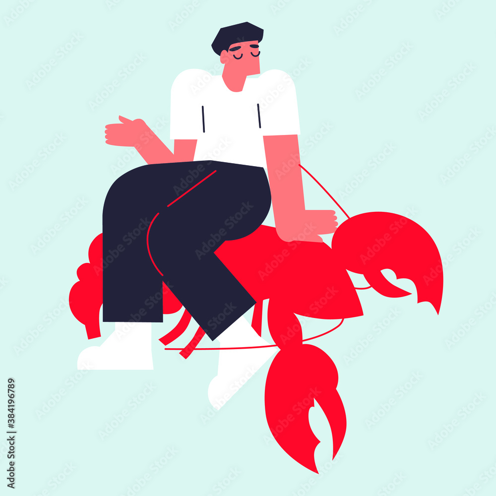 Cancer zodiac sign. Magic male characters. Vector abstract graphic ...