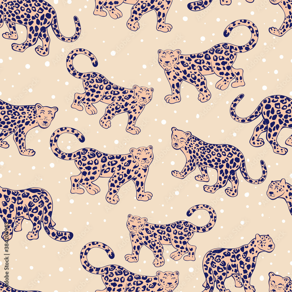 Jaguar seamles pattern. Cute design for birthdays cards, childish ...