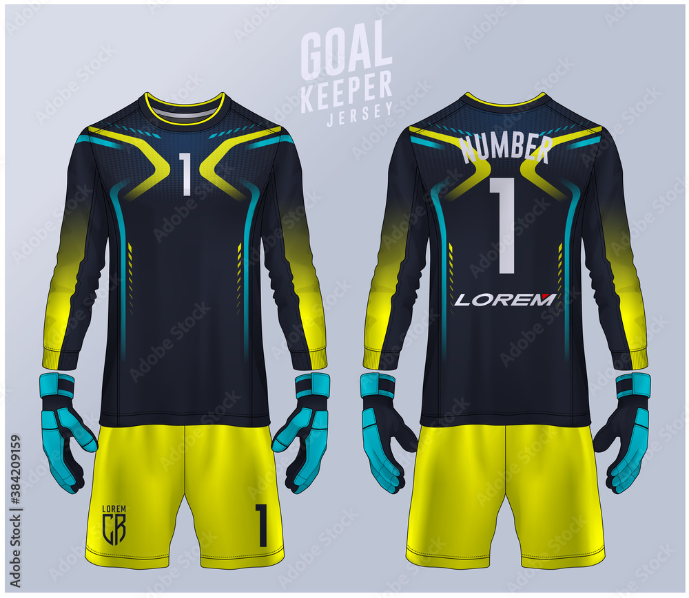 Goalkeeper jersey,t-shirt sport design template, Long sleeve soccer ...
