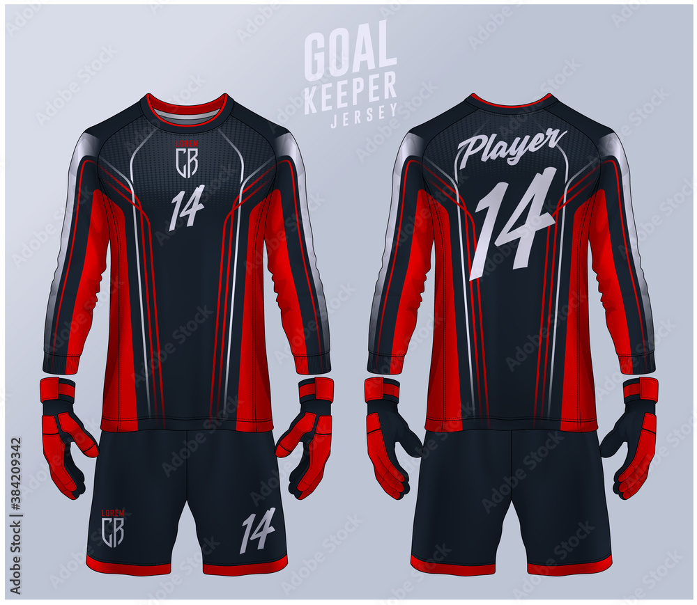 Goalkeeper jersey,t-shirt sport design template, Long sleeve soccer ...