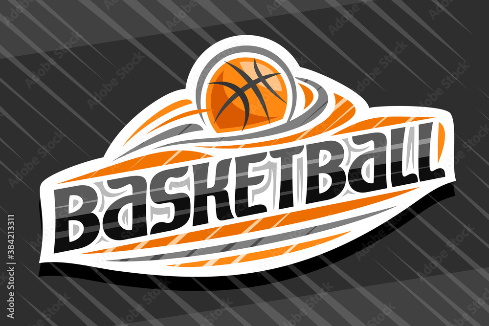 Vector logo for Basketball Sport, white modern emblem with illustration ...