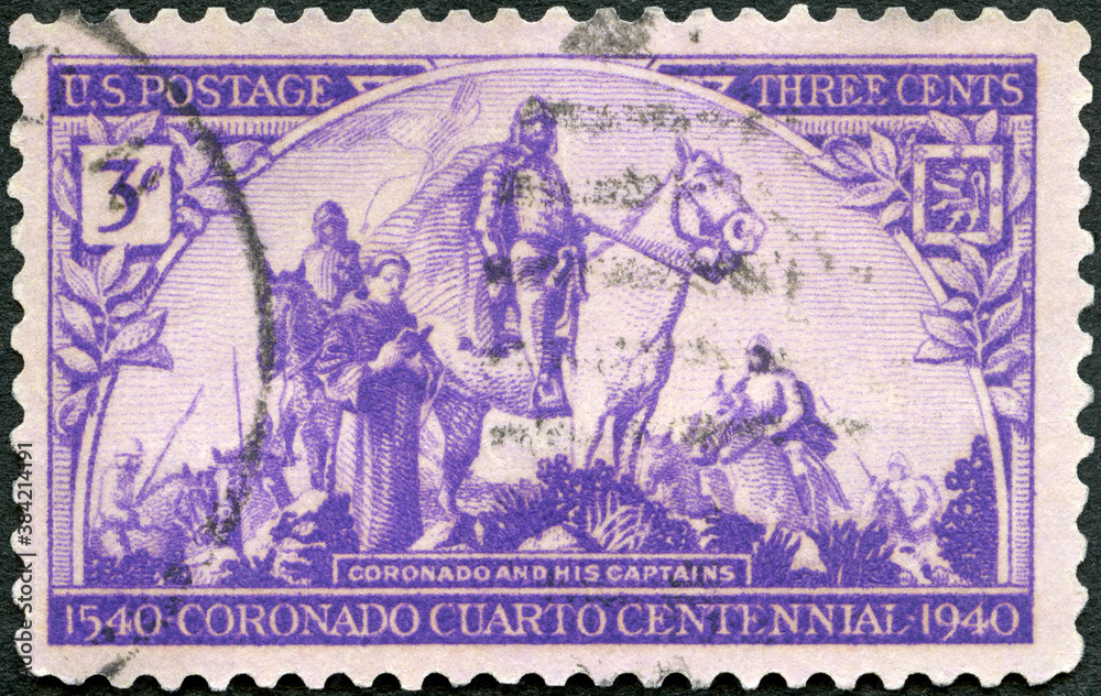 USA - 1940: shows Coronado and His Captains painted by Gerald Cassidy ...