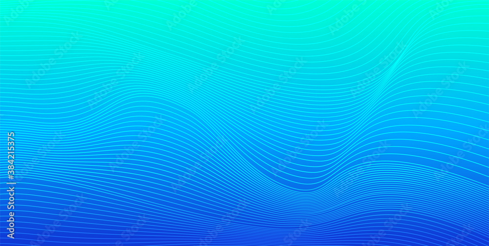 Turquoise blue gradient abstract vector background with dynamic wavy ...