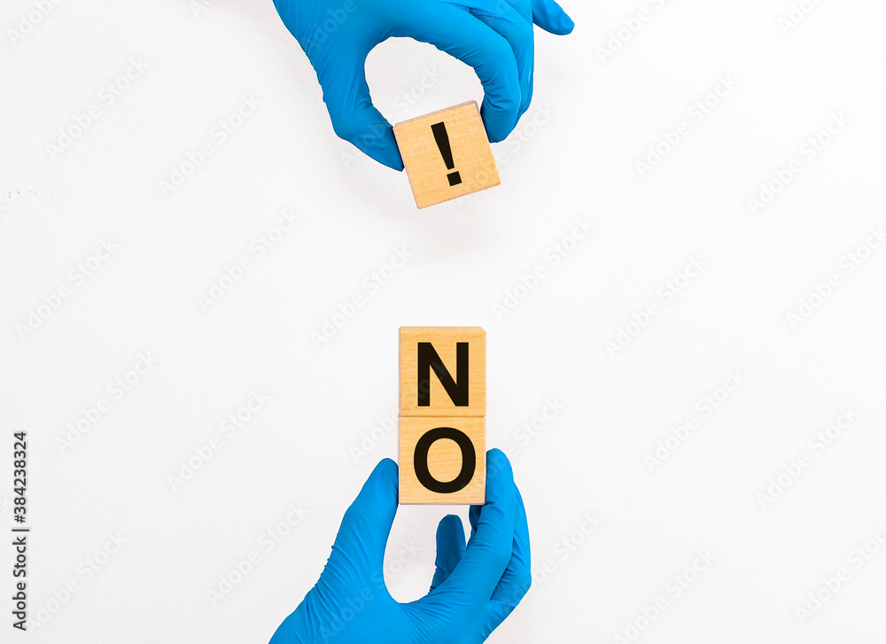 no sign word in doctor hands. Negative answer concept. No risk, no ...