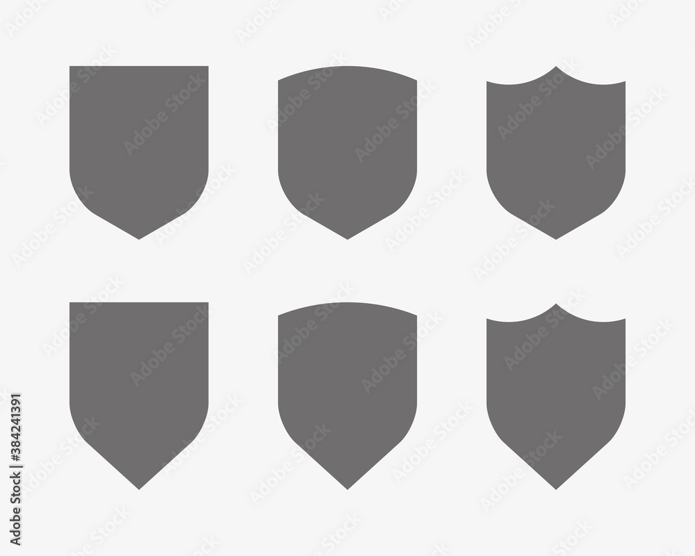 Protect guard shield plain line concept. Outline badge. Safety icon set ...