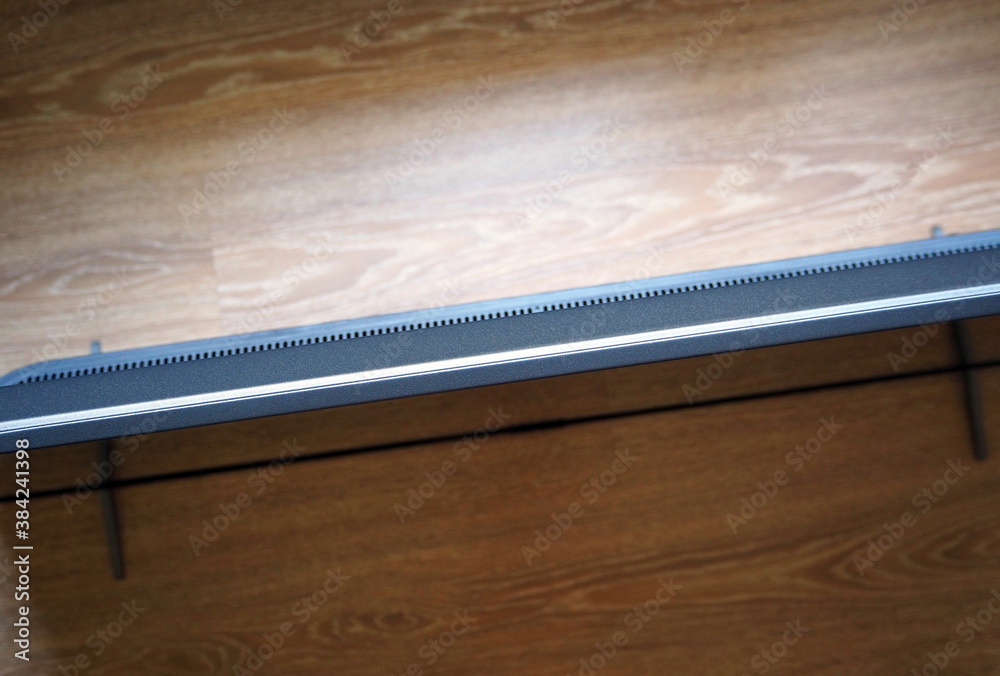 Details and close-up of a modern LED TV. Modern TV for watching movies ...