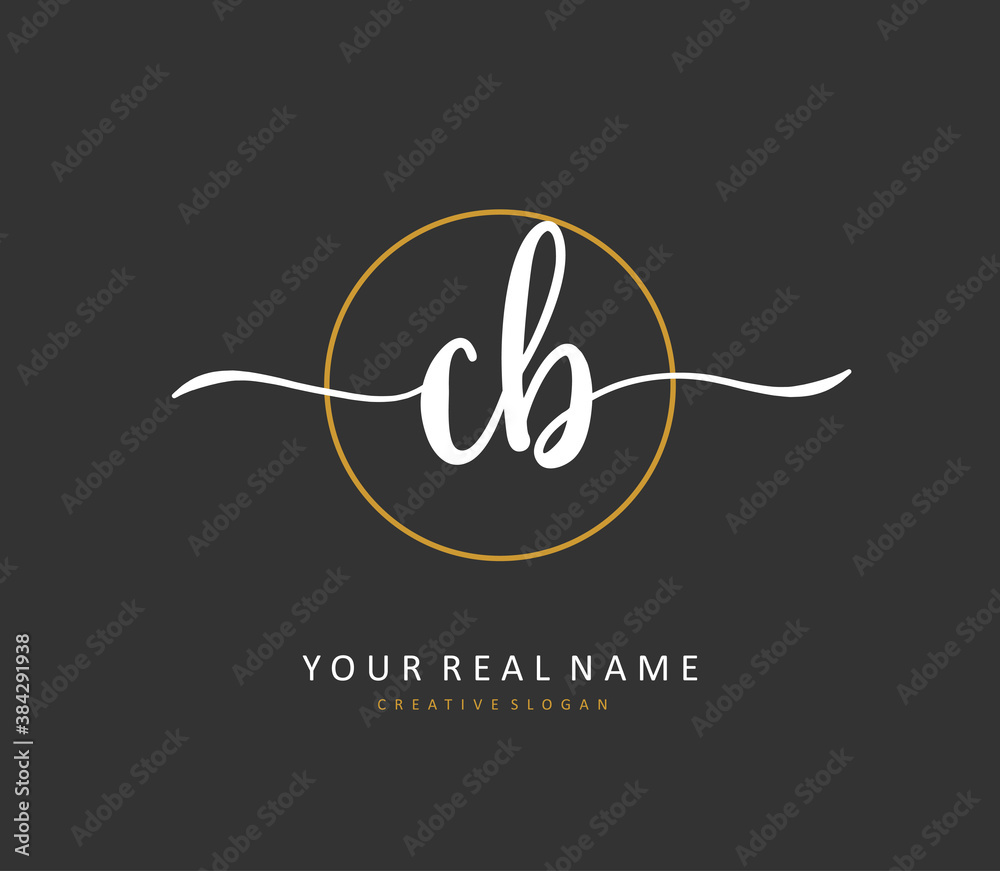 C B CB Initial letter handwriting and signature logo. A concept ...