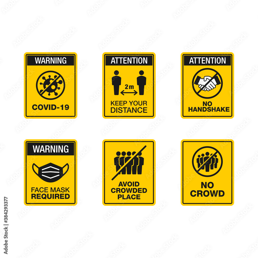 Vector illustration of corona virus safety tips and precaution sign ...
