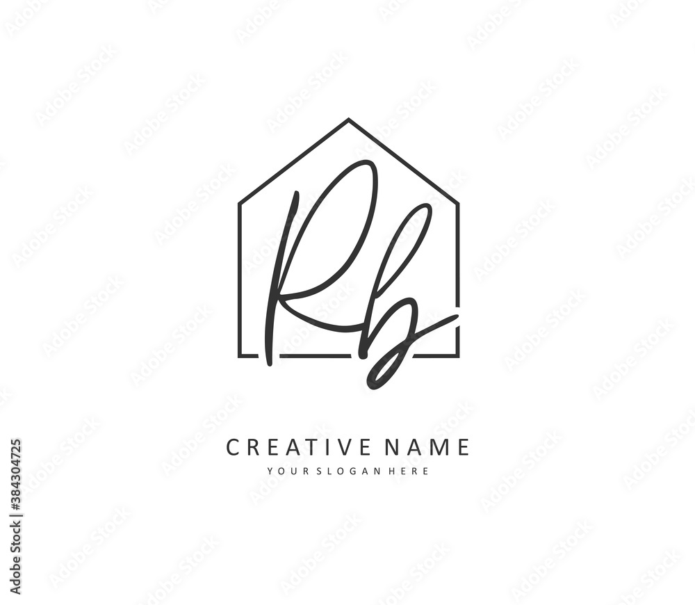 R B RB Initial letter handwriting and signature logo. A concept ...