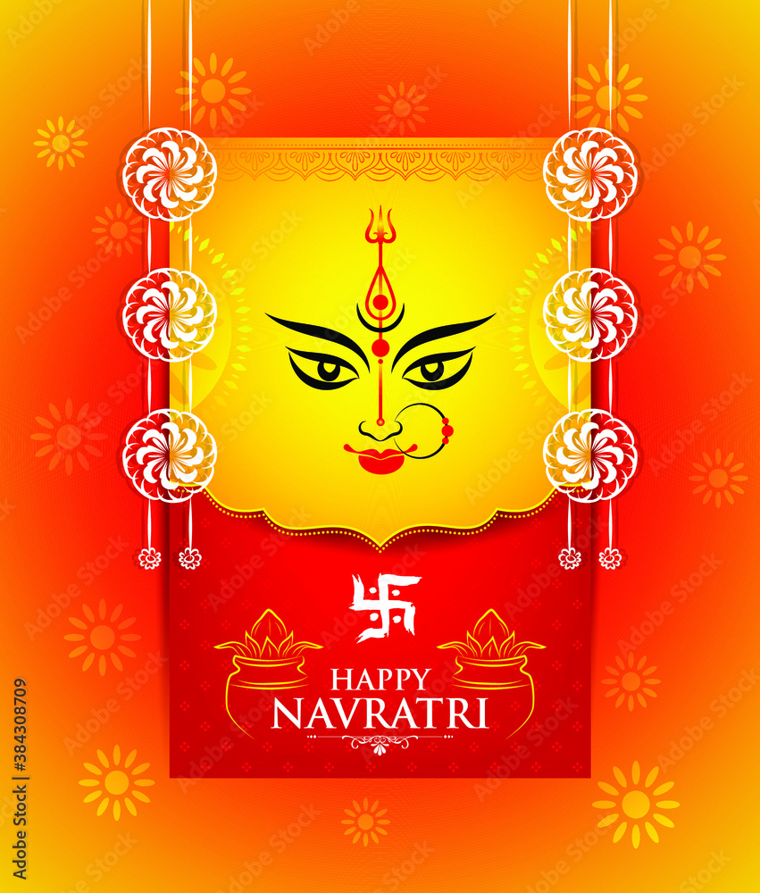 Creative background of Happy Navratri/ Durga Puja celebration with Face ...