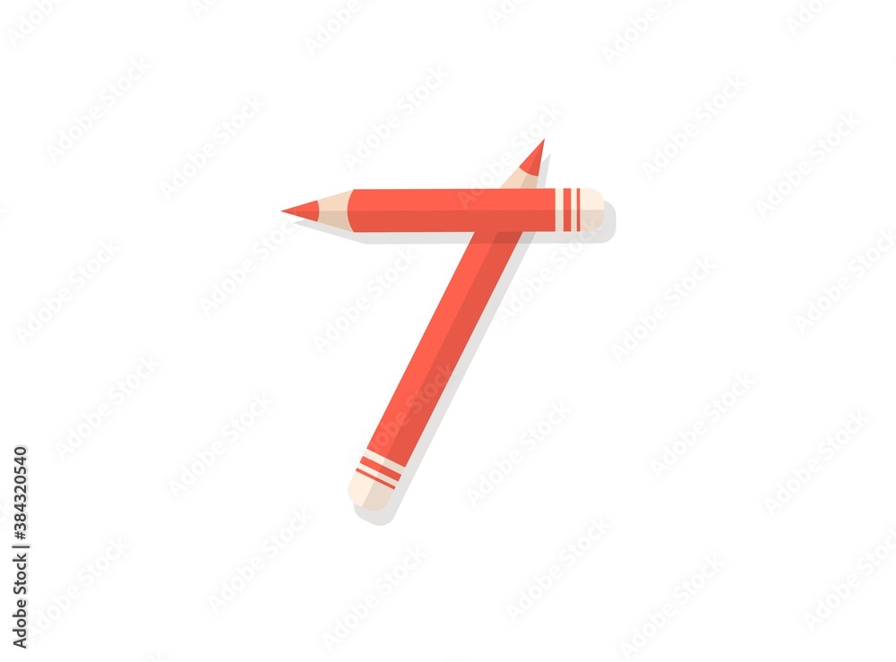 Number 7 font made of pencils. Vector design element for logo, banner ...