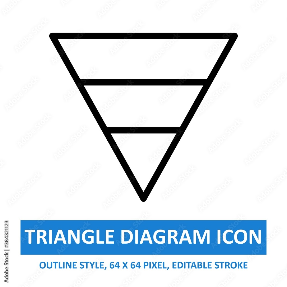 triangle diagram icon outline style on white background. chart and ...