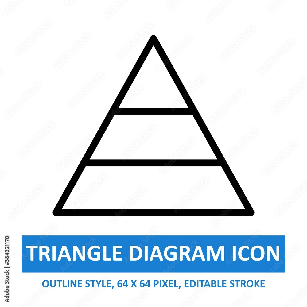 triangle diagram icon outline style on white background. chart and ...