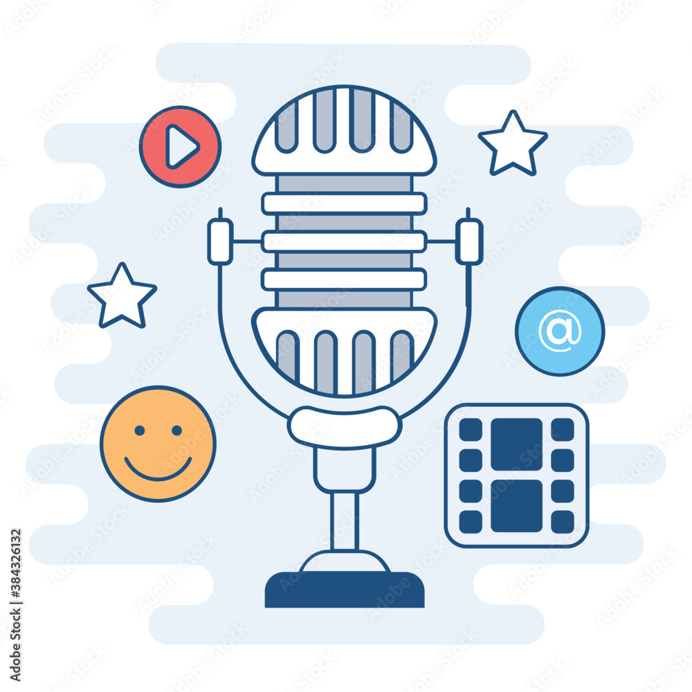 Emoji and video symbol with trophy, multimedia visual Stock Vector ...