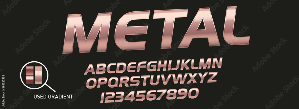 Metallic gradient font. Metal gradient. Silver text. Gold surface ...