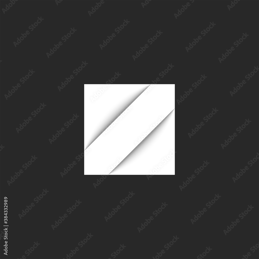 Letter Z logo initial white square shape, hipster 3d emblem visual ...