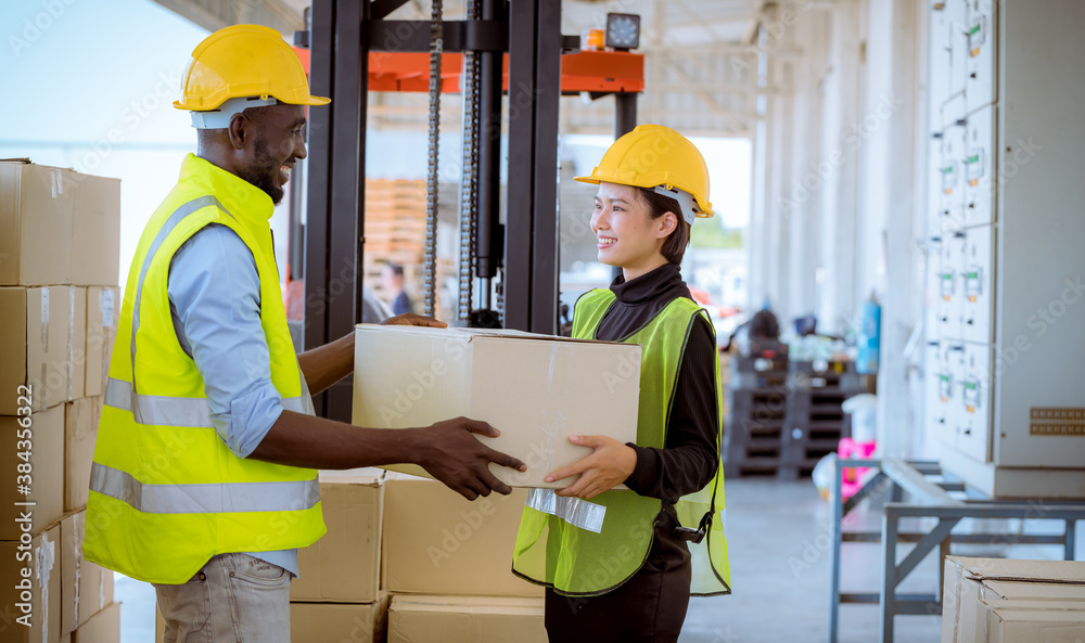 Industry engineer and worker under inspection and checking production ...