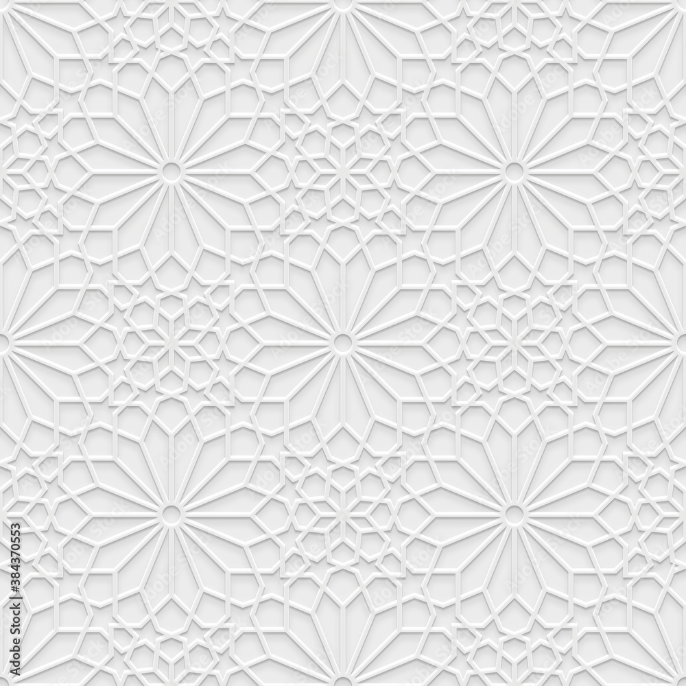 Grey light geometric pattern in arabic style, soft emboss background ...