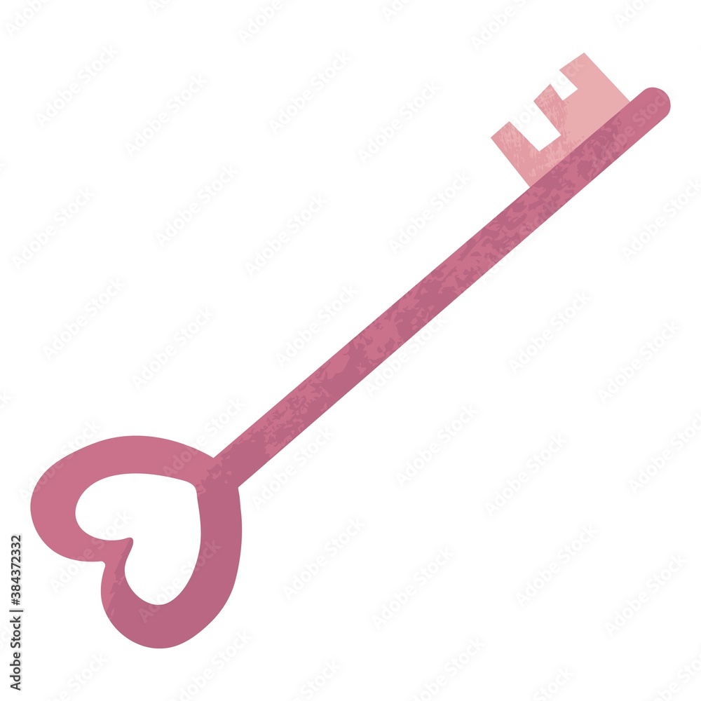 Pink key with heart shape vector clip art. Key from heart. Symbol of ...