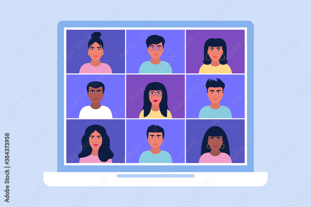 conference video call Stock Illustration | Adobe Stock