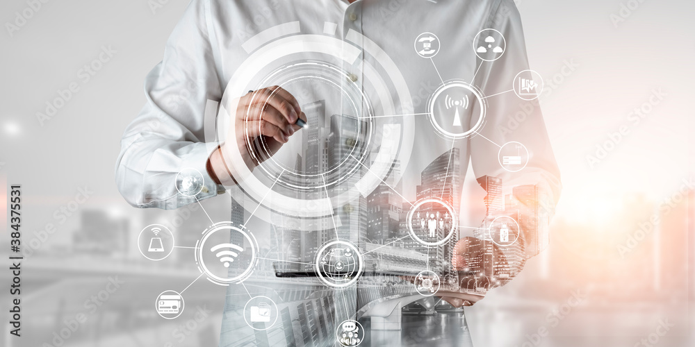 Foto de Advanced communication and global internet network connection ...