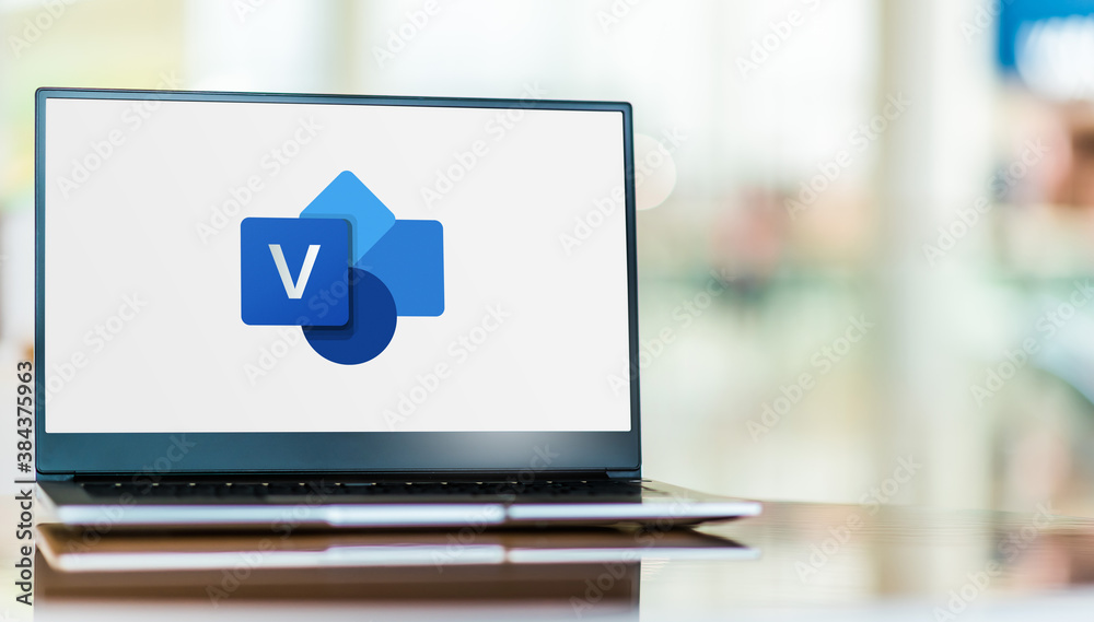 Laptop computer displaying logo of Microsoft Visio Stock Photo | Adobe ...