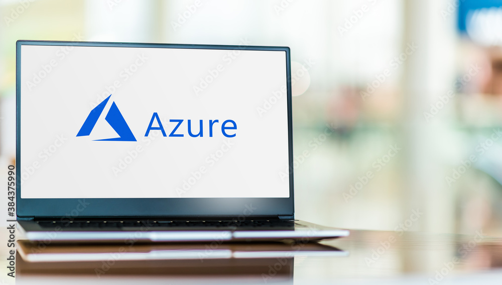 Laptop computer displaying logo of Microsoft Azure Stock Photo | Adobe ...