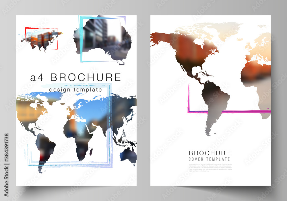 Vector layout of A4 cover mockups templates for brochure, flyer layout ...