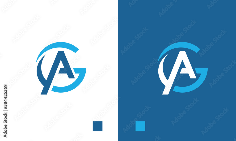 GA text modern and corporate logo design.Tow color on Double Background ...