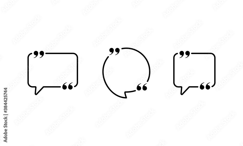 Quote blank template line icon. Speech quotation marks. Design elements ...