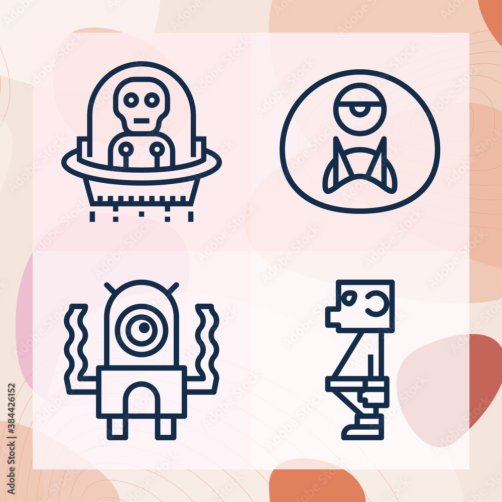 Simple set of hypothetical creature related lineal icons Stock Vector ...