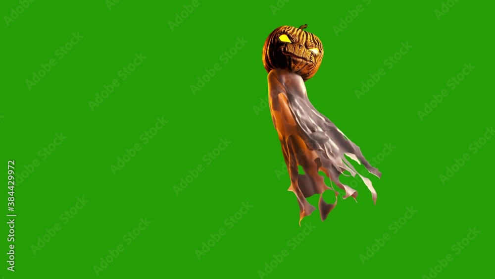 Halloween Ghost Pumpkin 4K Green Screen 3D Animation Stock Video ...