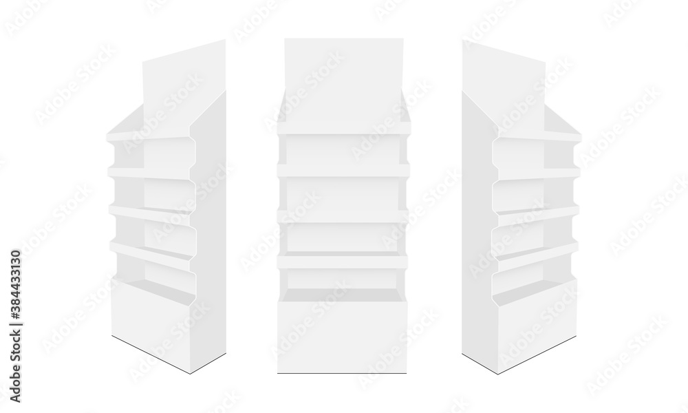 Set of cardboard POS display mockups, front and side view. Vector ...